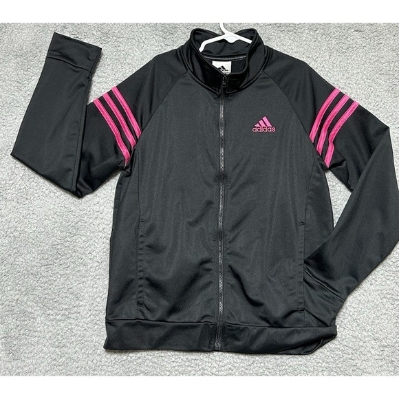 adidas | Jackets & Coats | Adidas Jacket Girls Sz 4xl Black Pink Track ...
